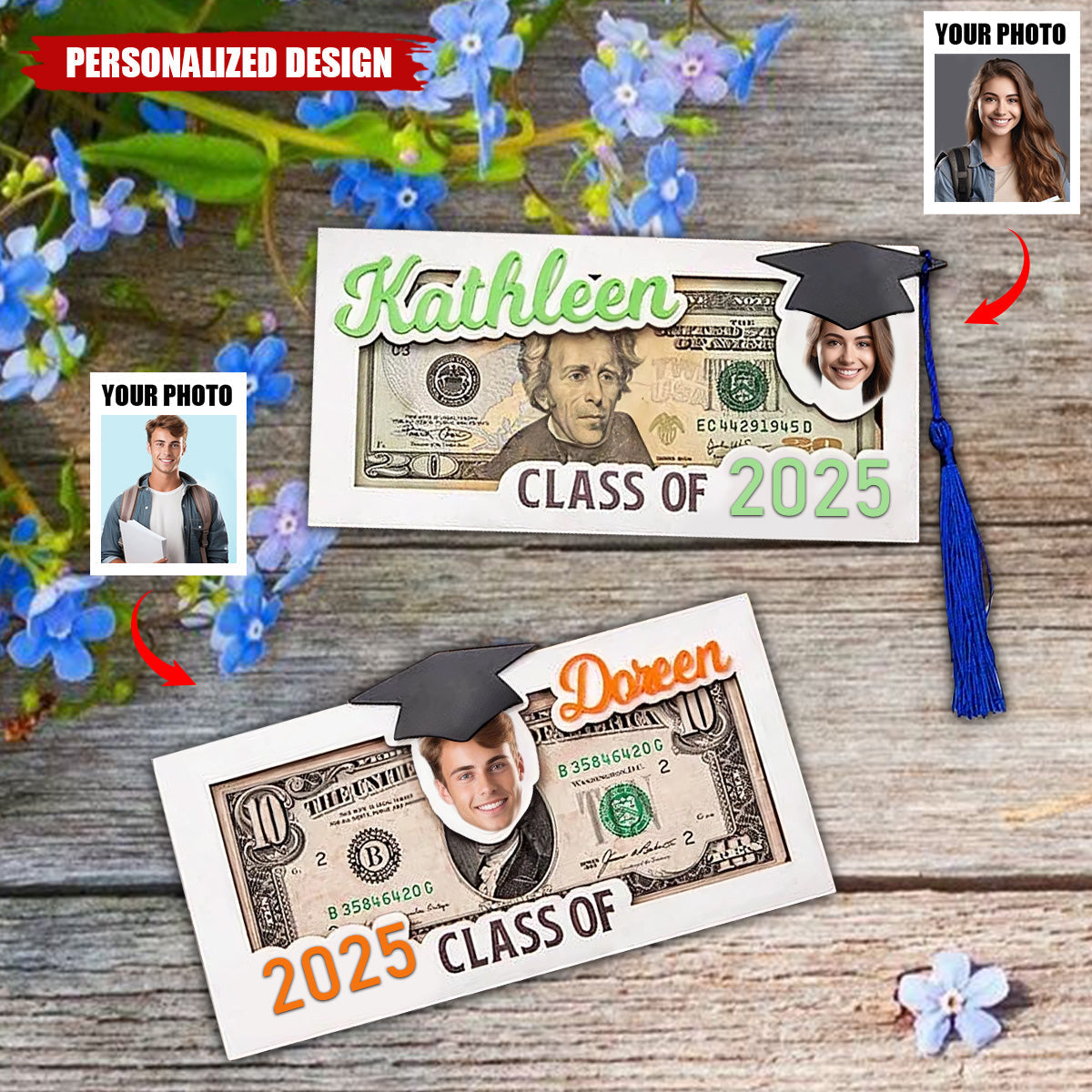 2025 Personalized Graduation Money Holder - Upload Photo - woohops