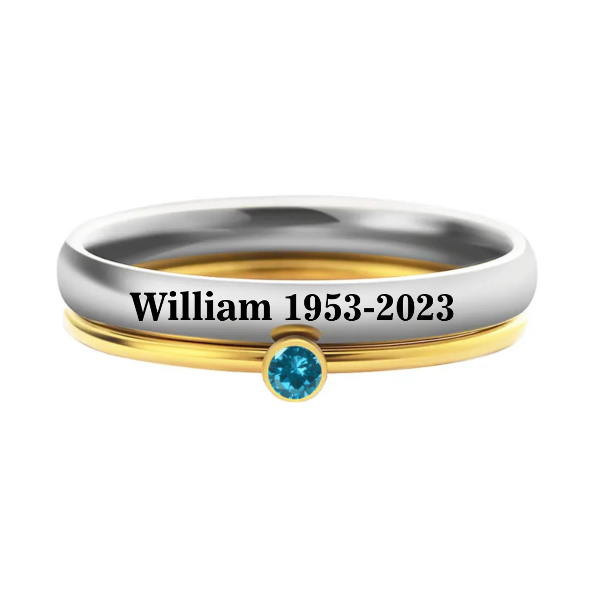 Personalized Name Birthstone Stackable Memorial Ring - woohops