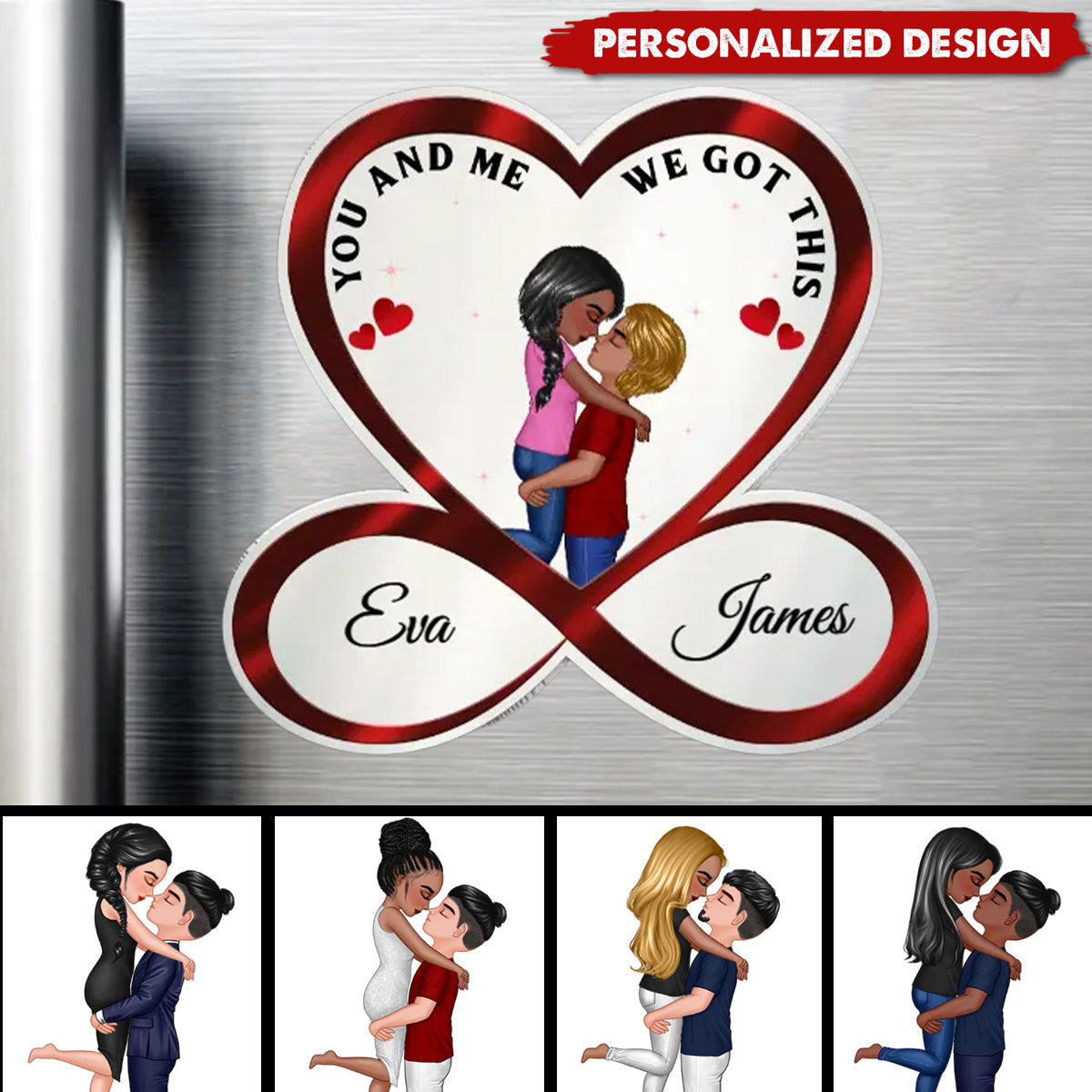 Infinite Love-Heart Shaped Couple Kissing Fridge Magnet - woohops