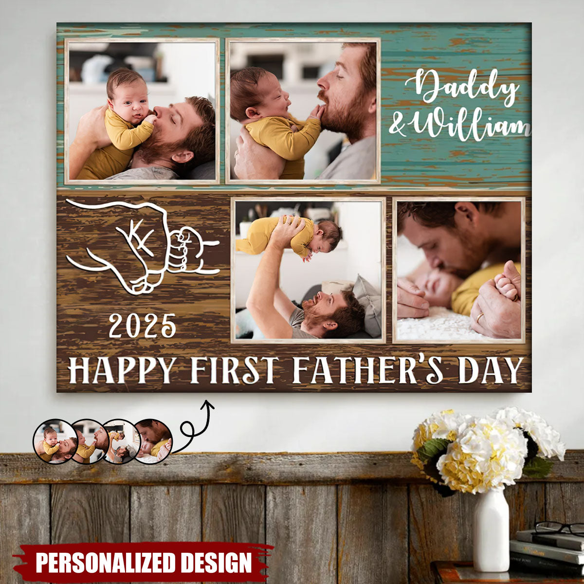 New Dad Father’s Day Gift, Custom Daddy Baby Photo Canvas - woohops