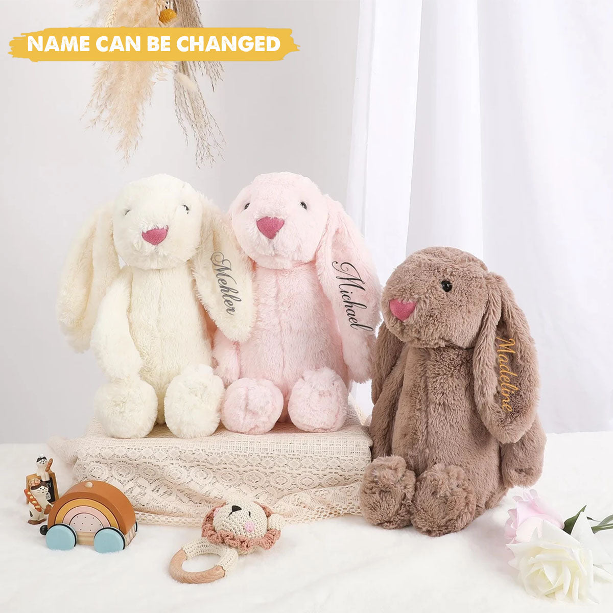 Personalized Embroidered Bunny Rabbit,Easter Day Gift For Kids - woohops