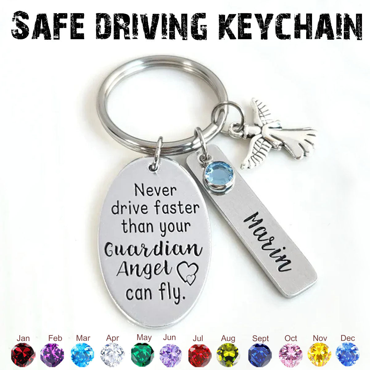 Guardian Angel Keychain – Personalized Safe Driving Gift for New Drive ...
