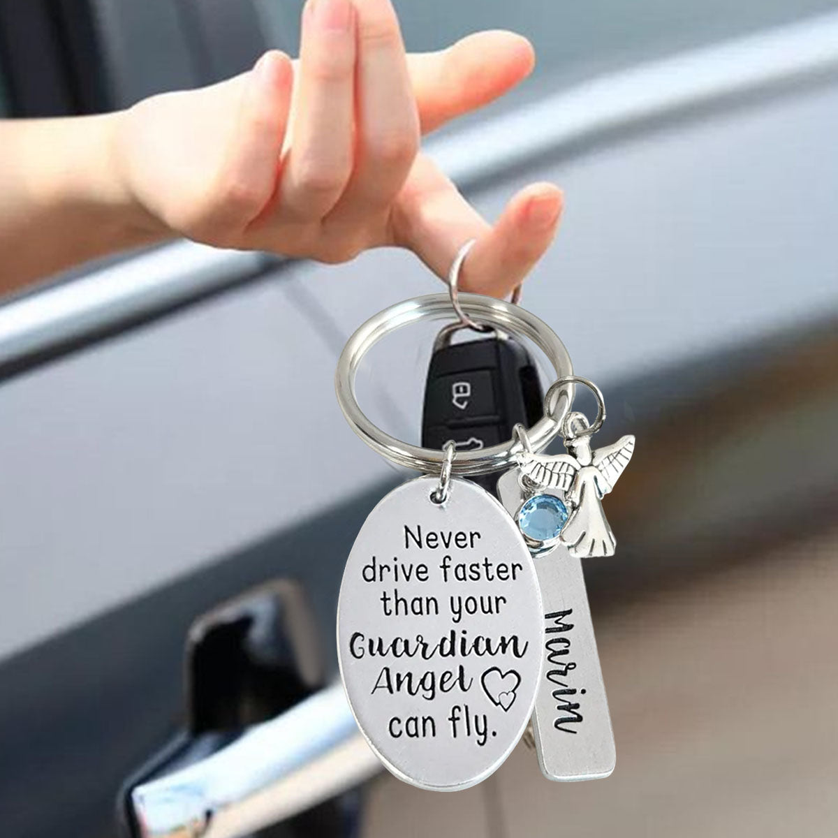 Guardian Angel Keychain – Personalized Safe Driving Gift for New Drive ...