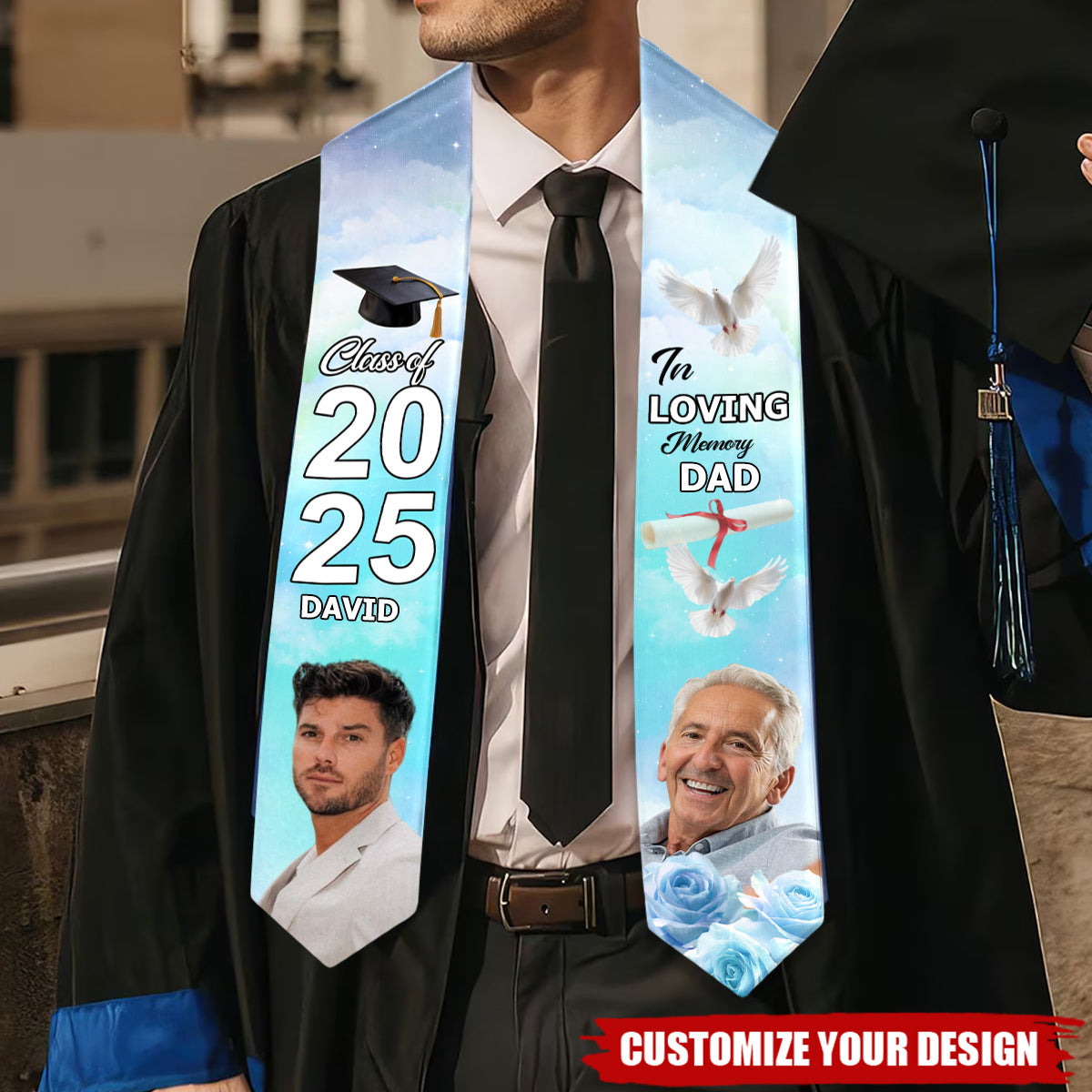 In Loving Memory- Personalized Graduation Stole With Photos - woohops
