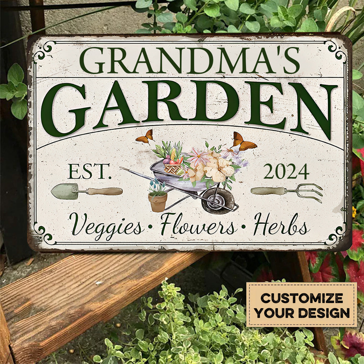 Personalized Veggie Flower Garden Metal Sign - woohops