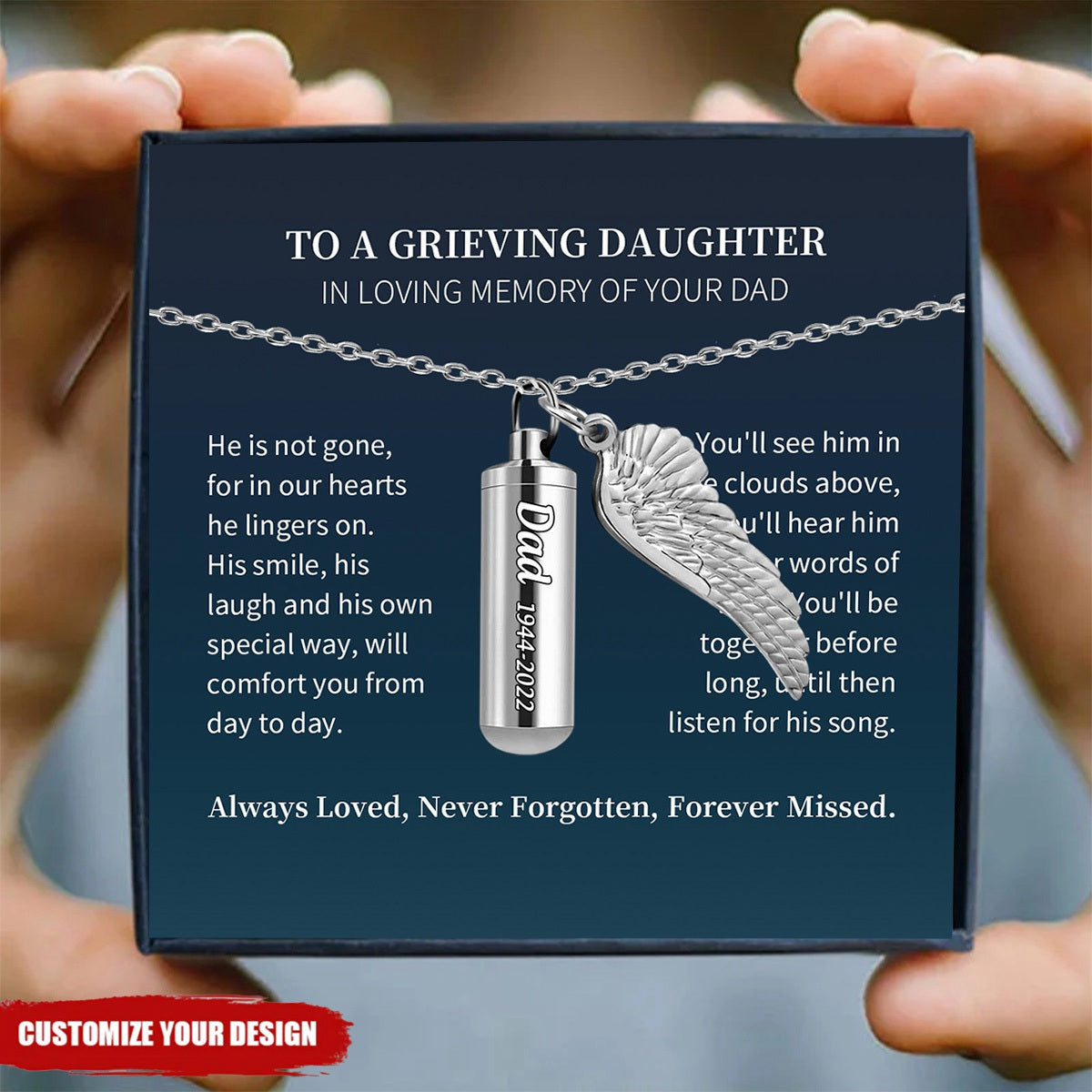 Personalized Cremation Urn Wing Engraved Memorial Human Urns Necklace ...