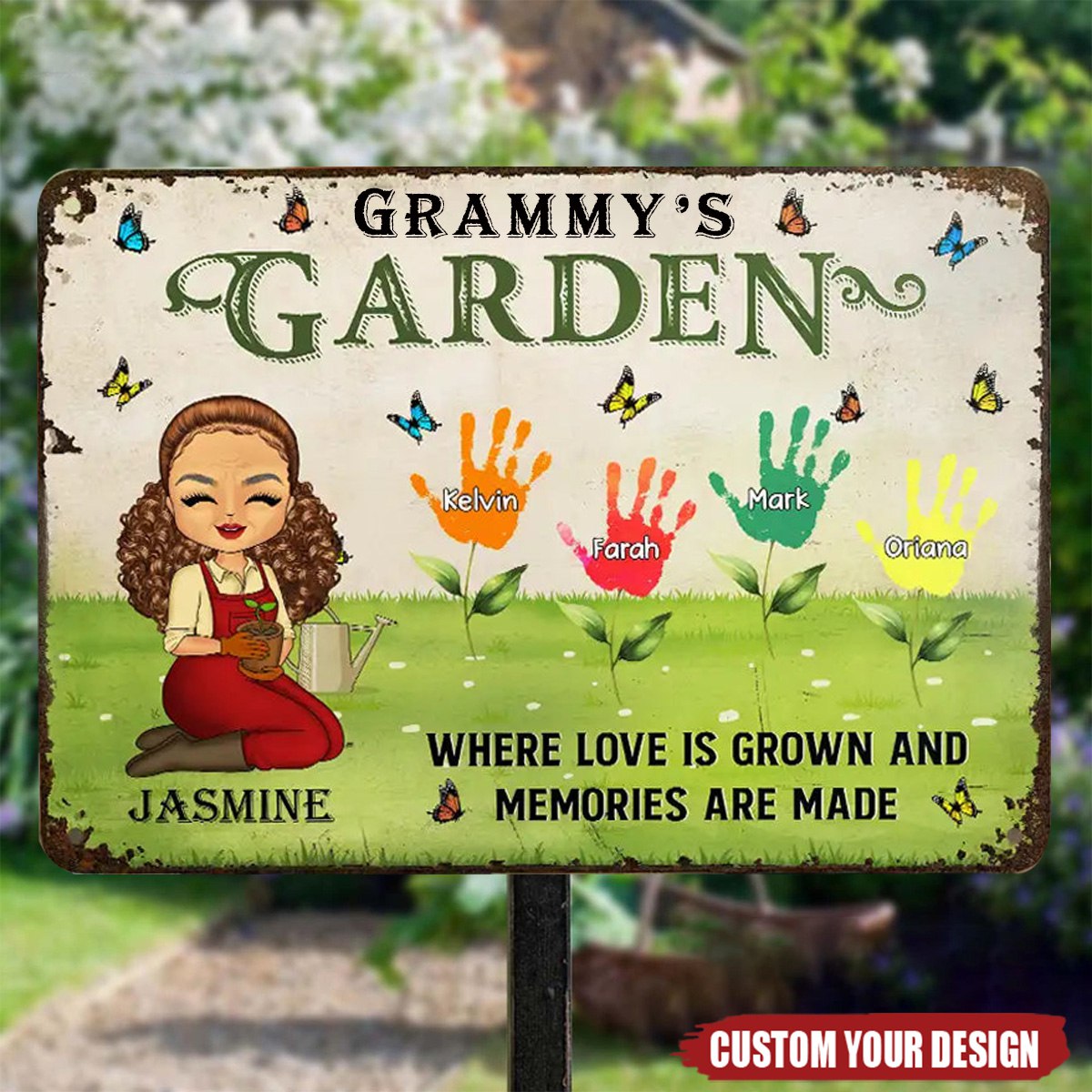 Grandma's Garden Where Love Is Grown - Personalized Classic Metal Sign ...