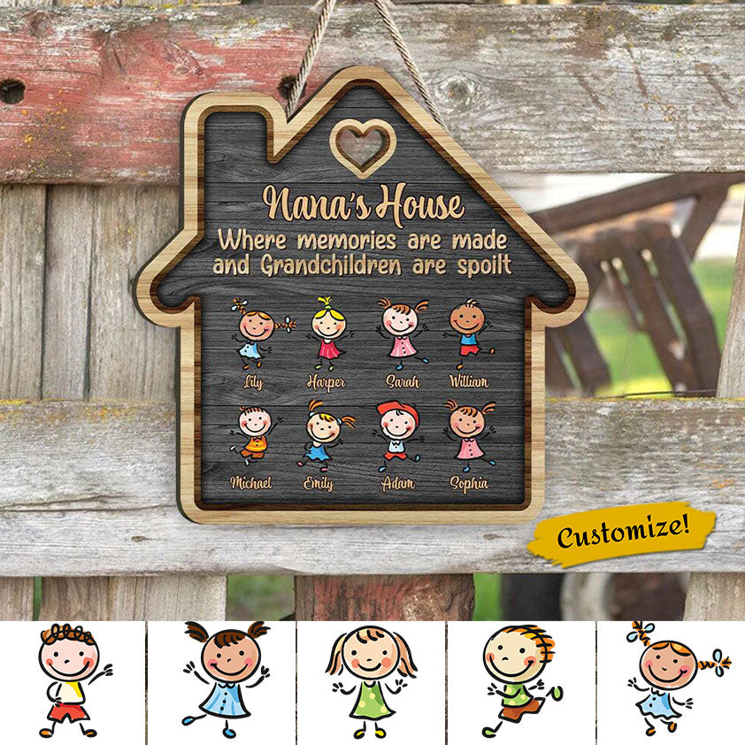 Grandma's House - Personalized Mother's Day Grandma Wood Sign - woohops