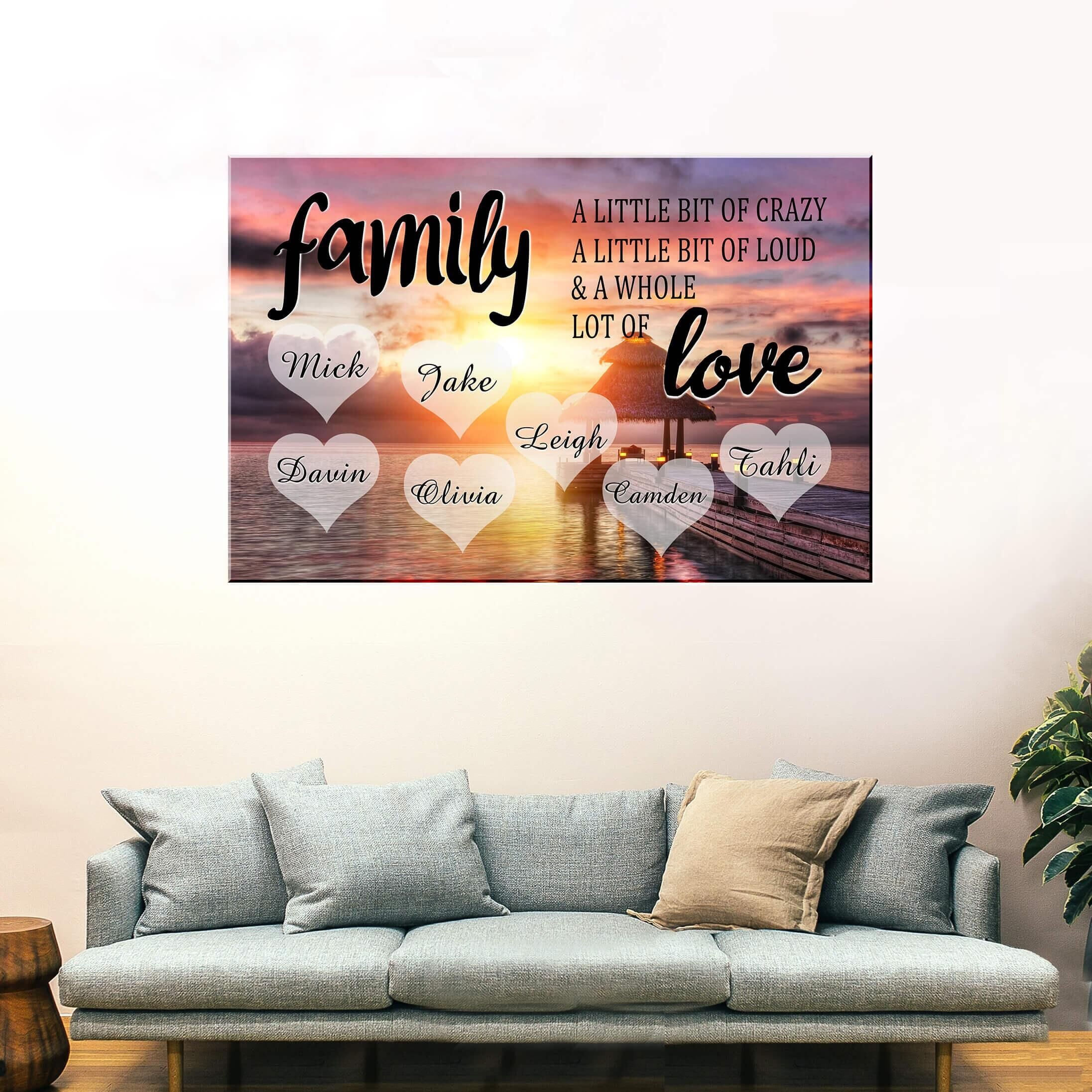 Personalized Family Color Coast Sunset Multi-Names Premium Poster ...